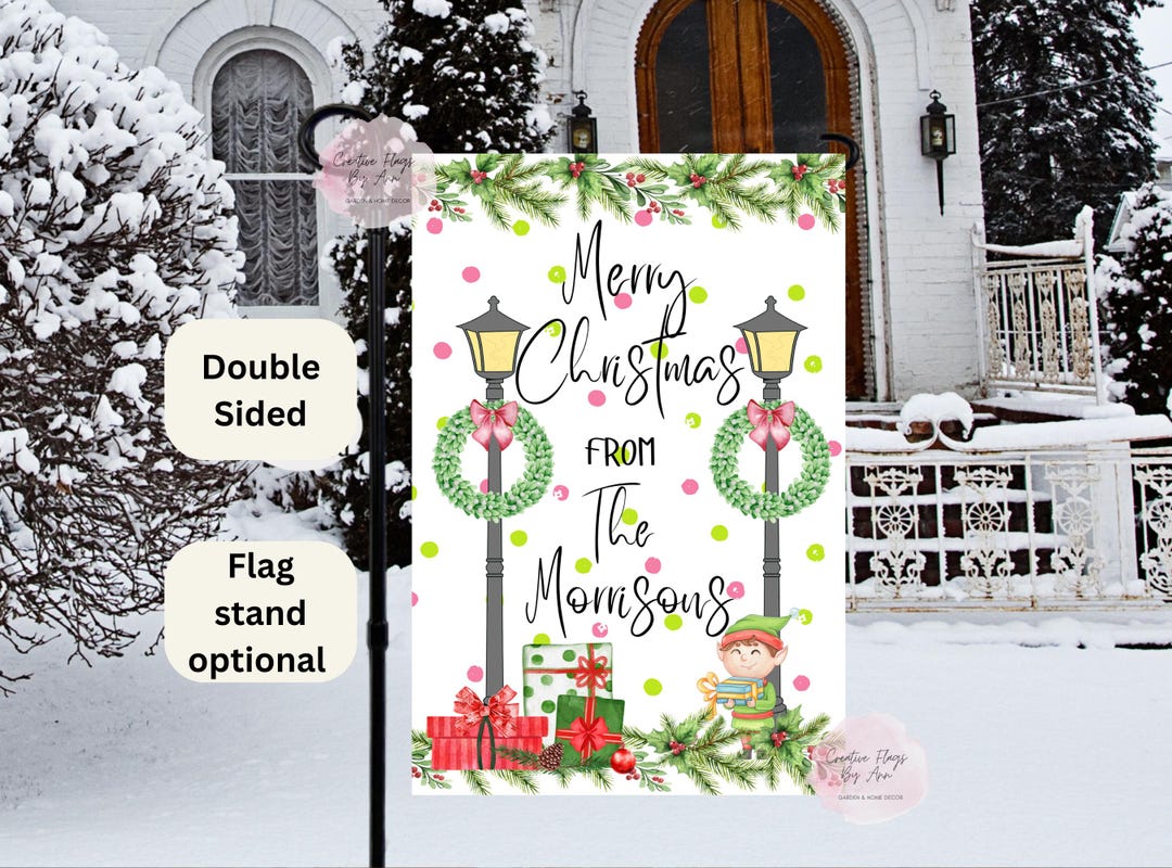 Personalized Preppy Winter Flag Christmas Flag, Christmas Lamp Post ...