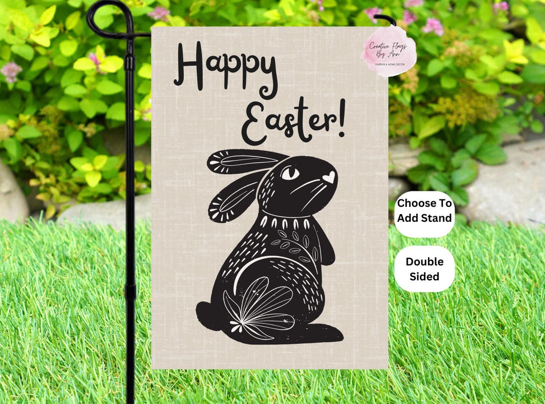 Easter Bunny Garden Flag, Black Bunny Flag, Easter Flag, Bunny , Happy ...