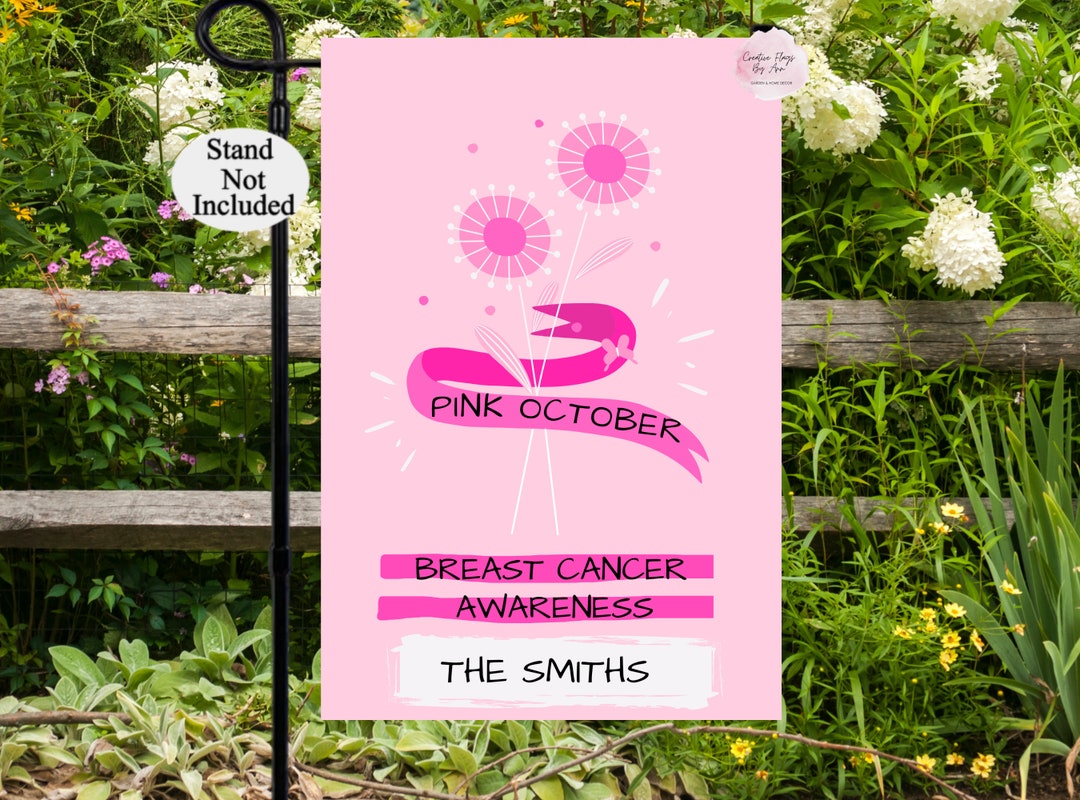 Breast Cancer Flag Welcome Flag Pink October Personalized Flag Fall