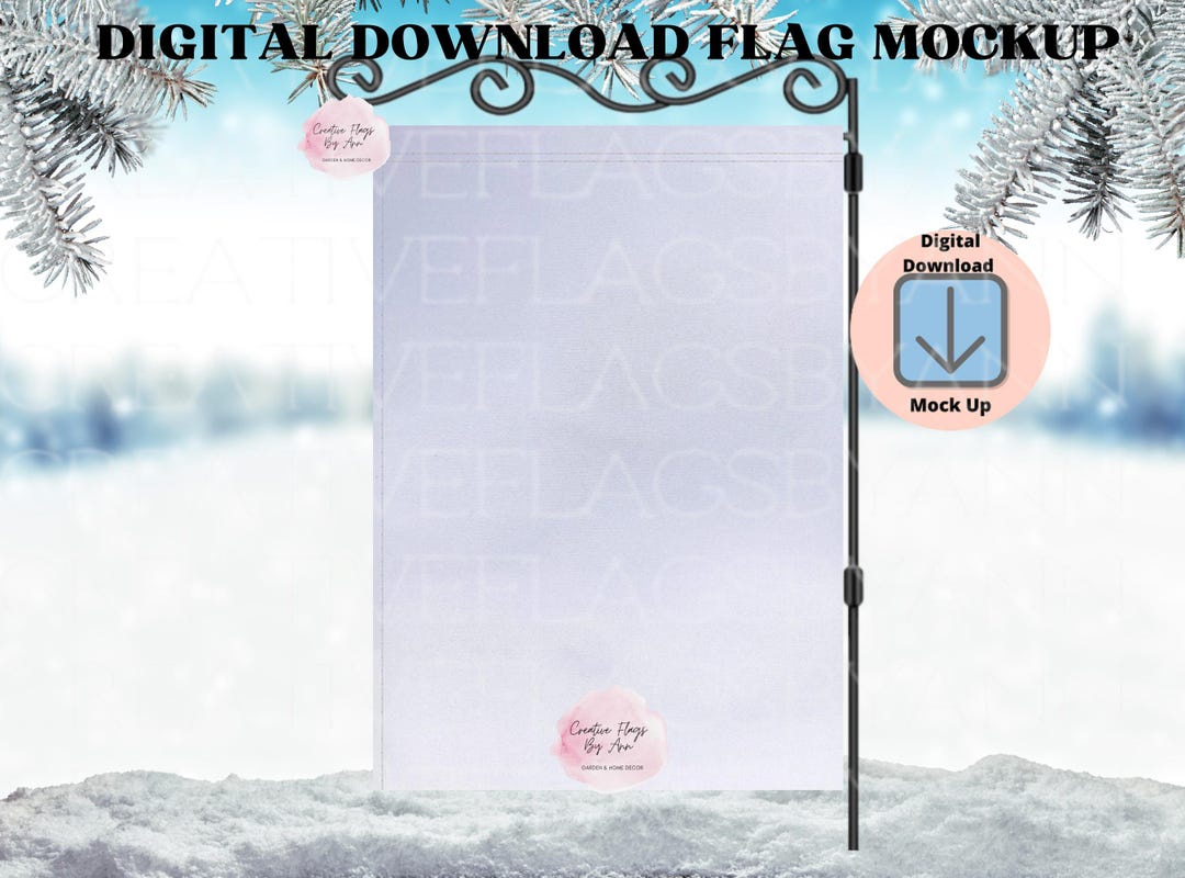 Garden Flag Mock Up, White Sublimation Flag Mock Up, Winter/christmas ...