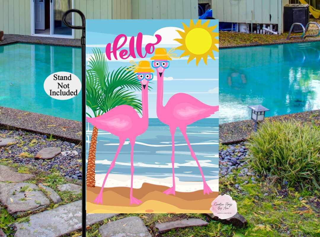 Pink Flamingos Flag, Flamingo Garden Flag, Tropical Garden Flag, Entry ...