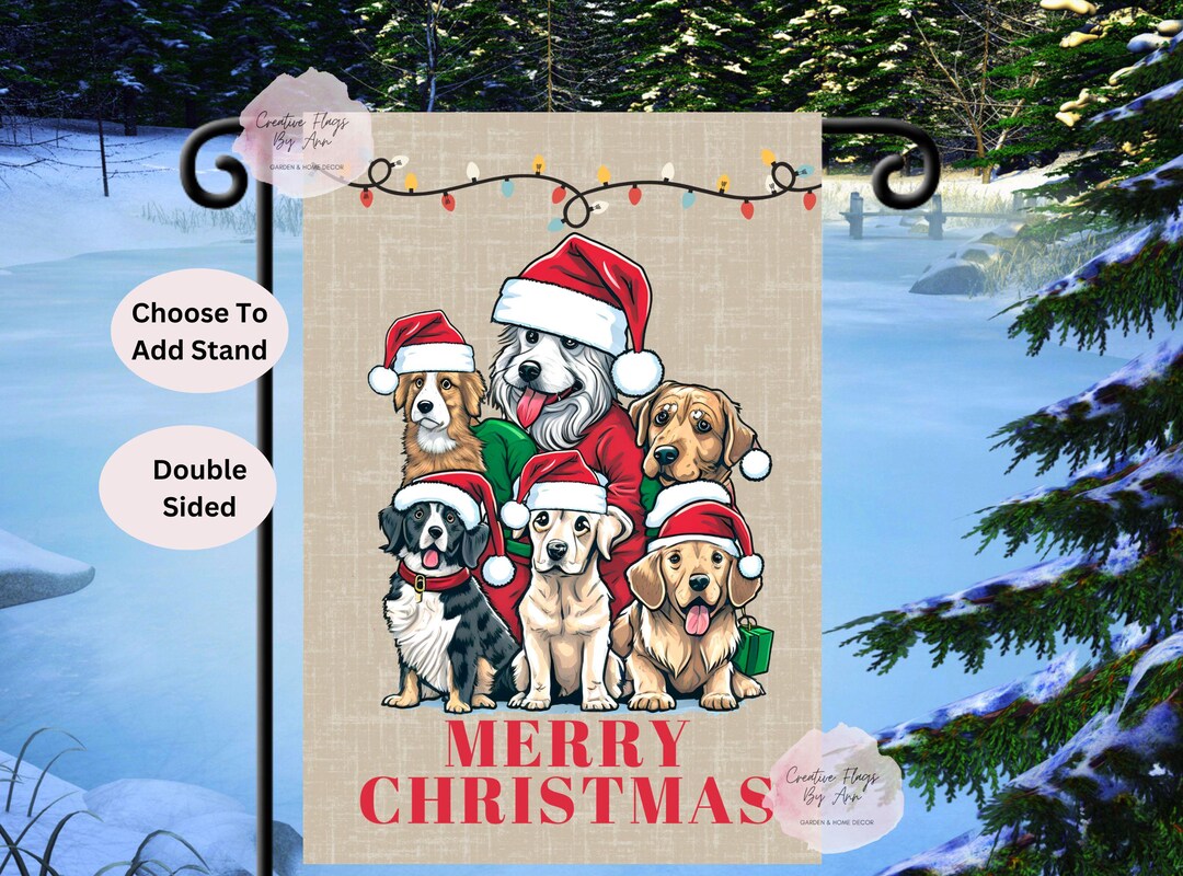 Christmas Garden Flag, Christmas Dogs Flag, Winter Garden Flag ...