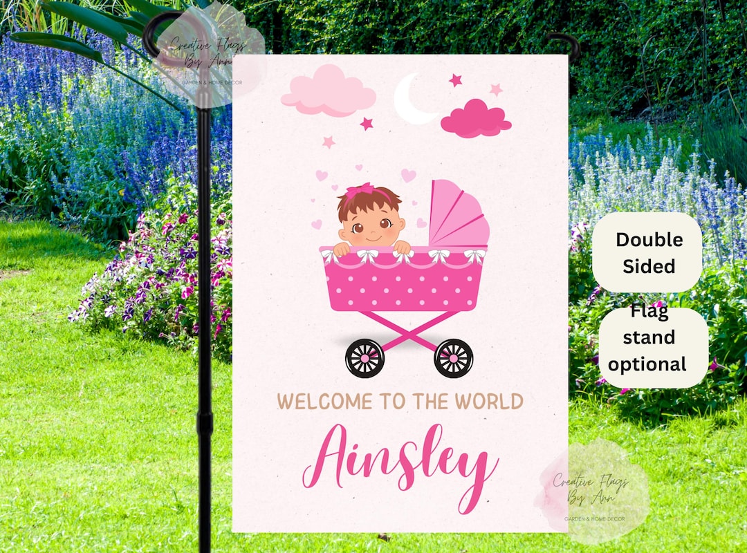 Baby Announcement Flag, New Baby Banner, Baby Girl Sign, Baby Boy Flag ...