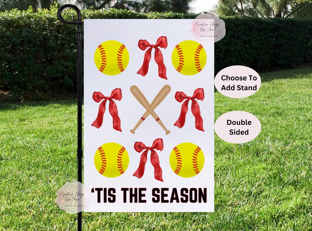 Softball Garden Flag: Preppy Spring Summer Yard Decor (12x18 Inch ...