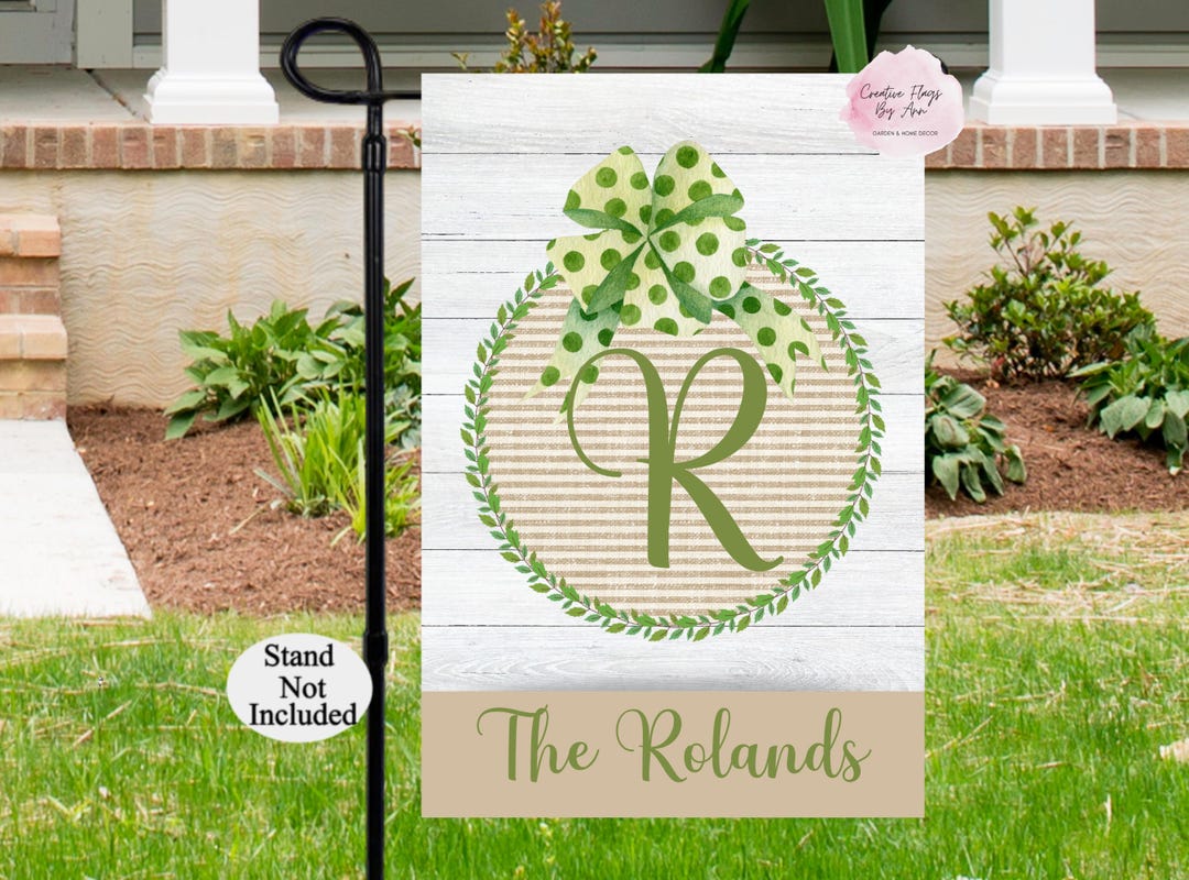Initial Garden Flag ,custom Yard Flags ,fall Garden Flag, Wreath Flag ...