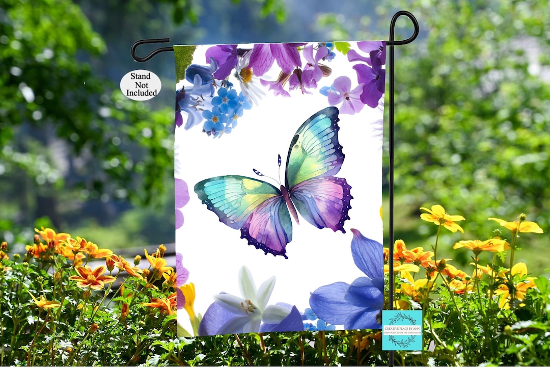 Spring Floral Flag, Butterfly Flag, Garden Decor, Unique Flags ...
