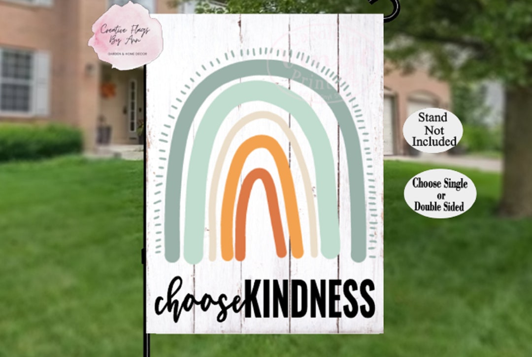 Choose Kindness Rainbow Garden Flag, Inspirational Decor, Boho Decor ...