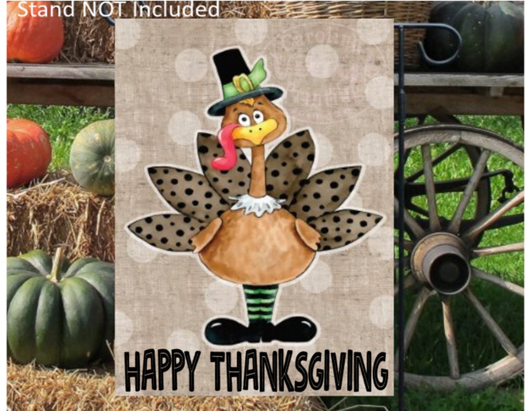 Thanksgiving Garden Flag, Turkey Flag, Fall Garden Flag, Give Thanks ...