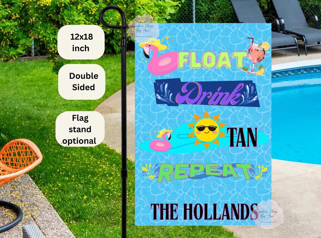 Pool Garden Flag, Personalized Pool Flag, Swimming Pool , Float, Tan ...