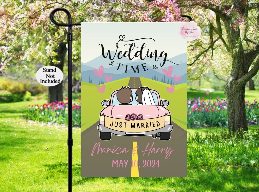 Personalized Wedding Flag, Wedding Car Flag, Bridal Shower Flag ...