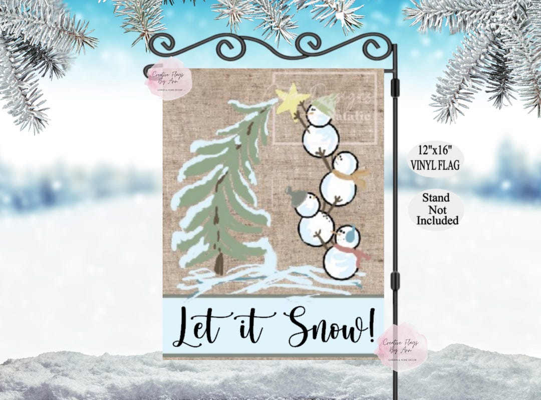 Snowman Garden Flag, Winter Flag, Let It Snow Flag, Outdoor Christmas ...