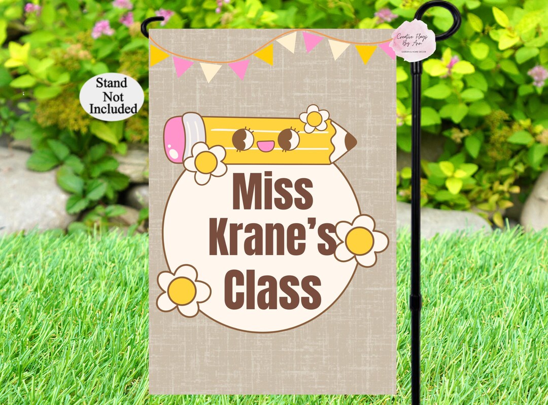 Personalized Teacher Flag, Pencil Flag, Crayons, Teacher Yard Flag ...