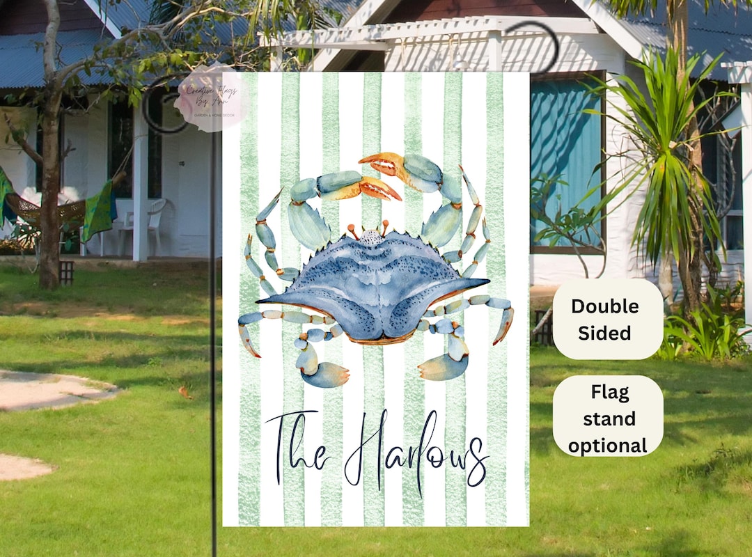 Personalized Crab Flag, Custom Beach Sign, Yard Art , Personalized ...