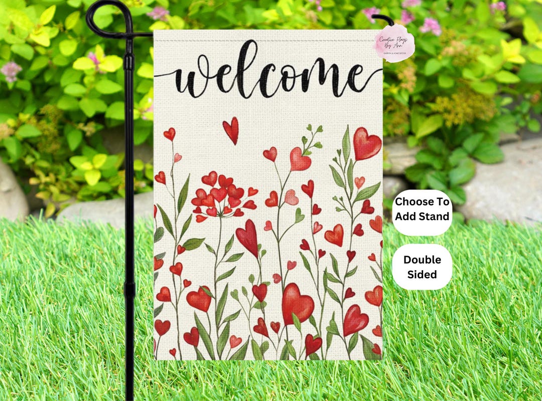 Valentines Day Welcome Flag, Valentine Garden Flag Flowers, My ...
