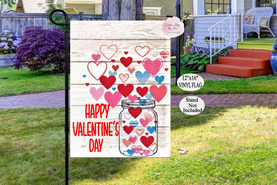 Valentine's Day Flag, Hearts Flag, Conversation Hearts, Valentine Jar ...