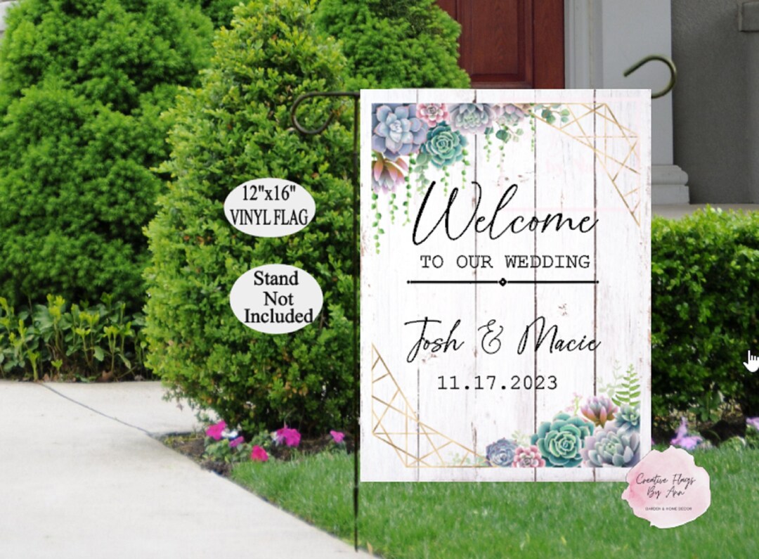 Personalized Wedding Flag, Wedding Garden Flag, Welcome to Our Wedding ...