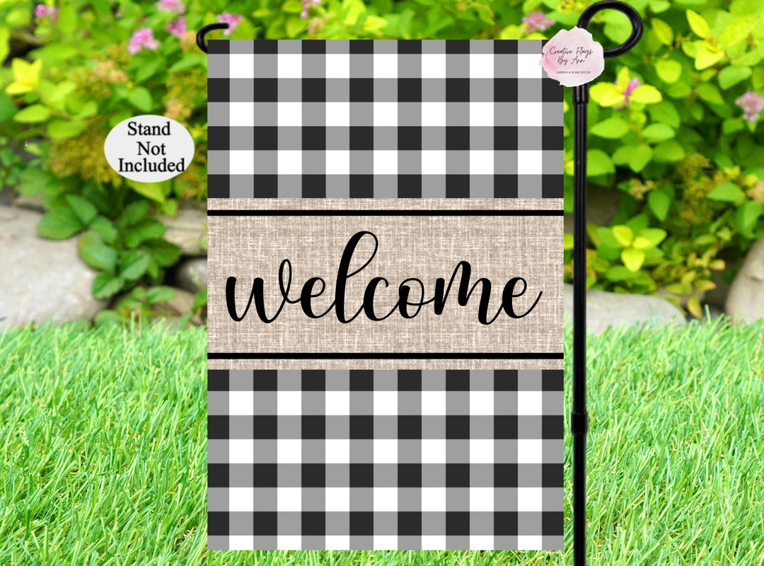 Welcome Flags, Black Plaid Garden Flags, Summer Flag, Entry Flag ...