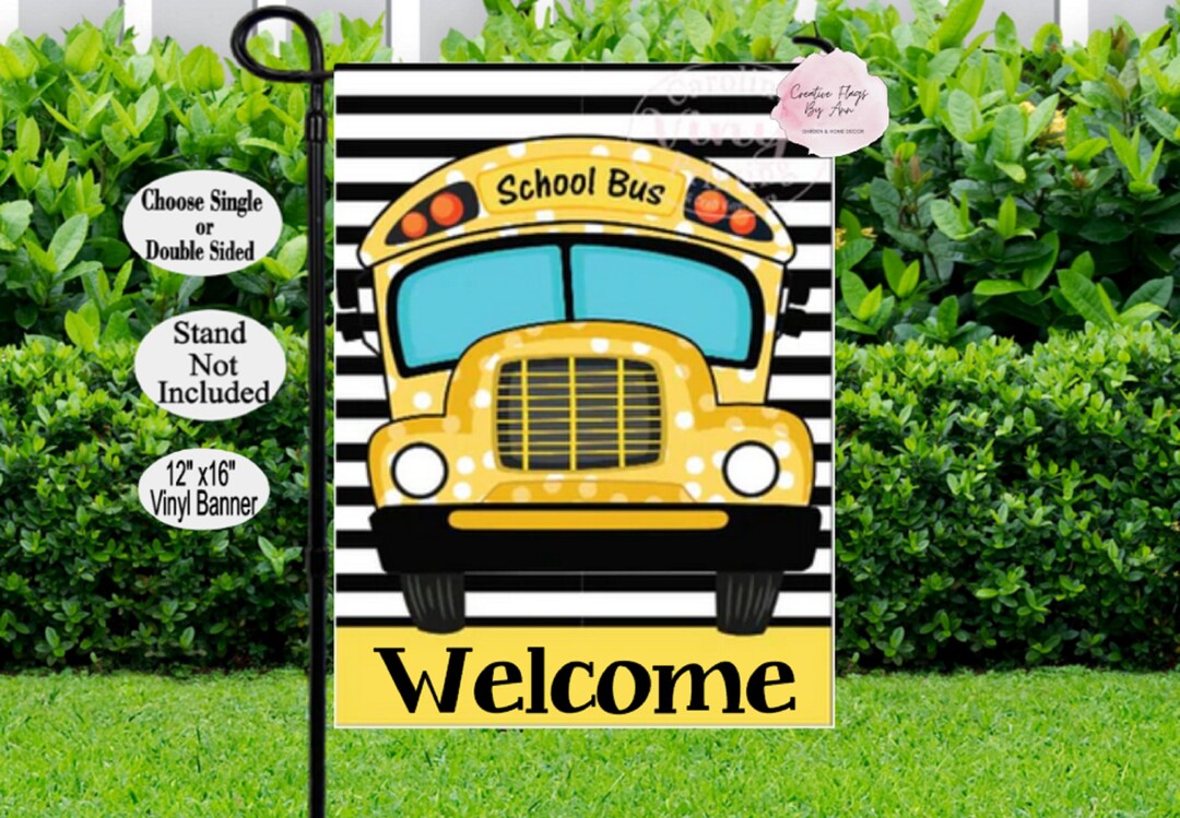School Bus Garden Flag, School Year Ready, Back to School Flag ,outdoor ...