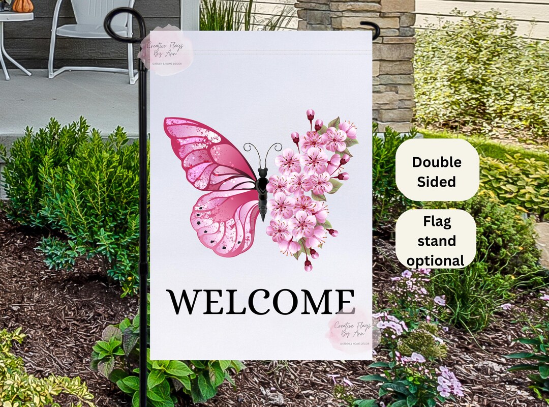 Spring Garden Flag ,welcome Flags, Butterfly Garden Flag, Floral Yard ...