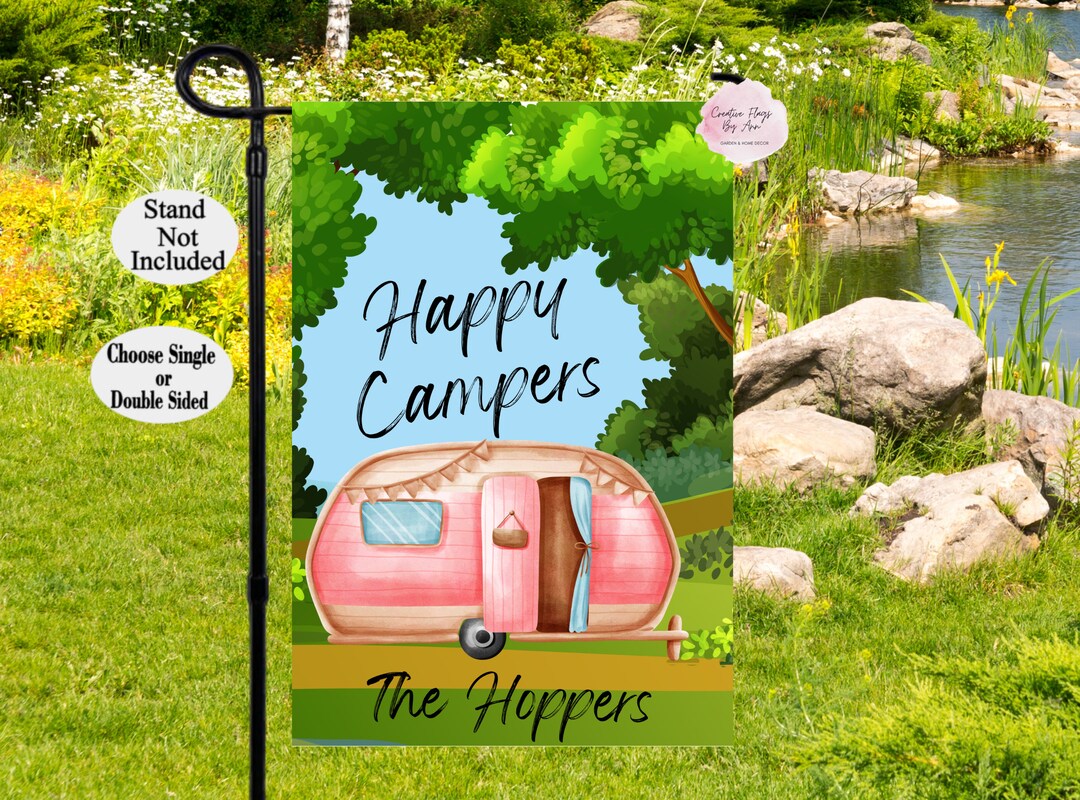 Happy Campers Flag, Camper Garden Flag, Camping Flag , RV Camper Flag ...