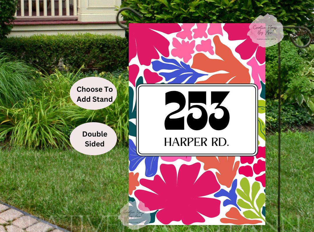 Custom Address Flag, House Number Flag, Custom Garden Flag ,floral Flag ...