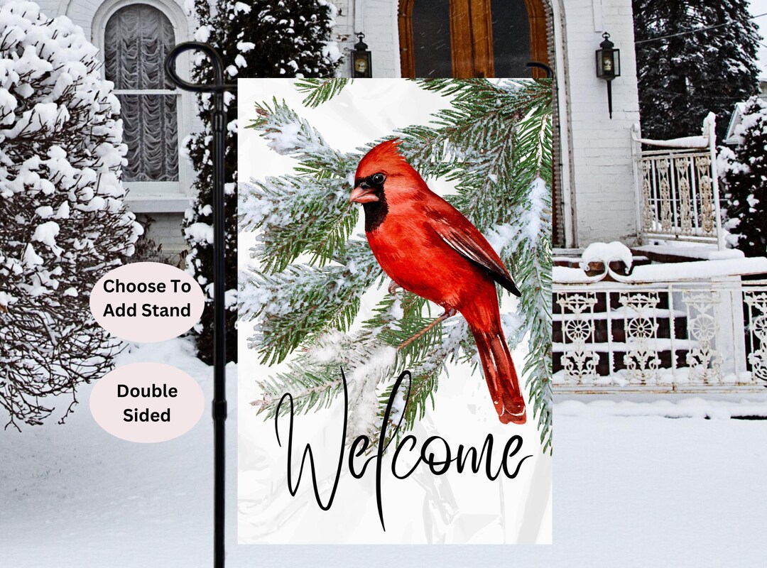 Cardinal Garden Flag, Winter Cardinal, Cardinal Welcome Flag, Christmas ...