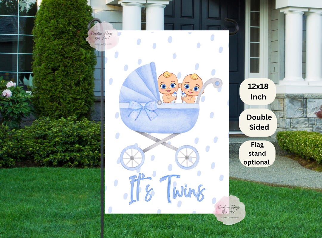 Baby Announcement Flag, Twin Boys Flag, New Baby Banner, Baby Boy Sign ...