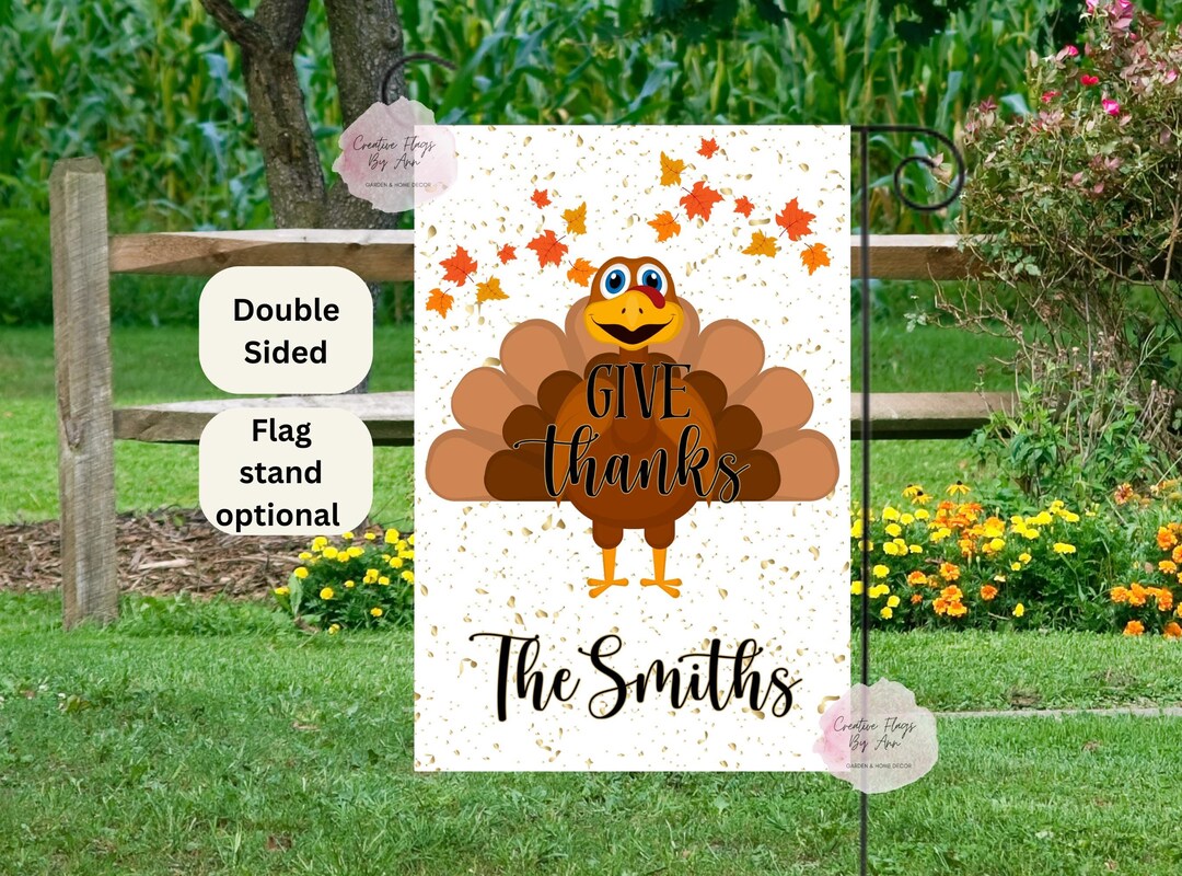 Thanksgiving Turkey Flag, Give Thanks Flag, Fall Yard Flag ...