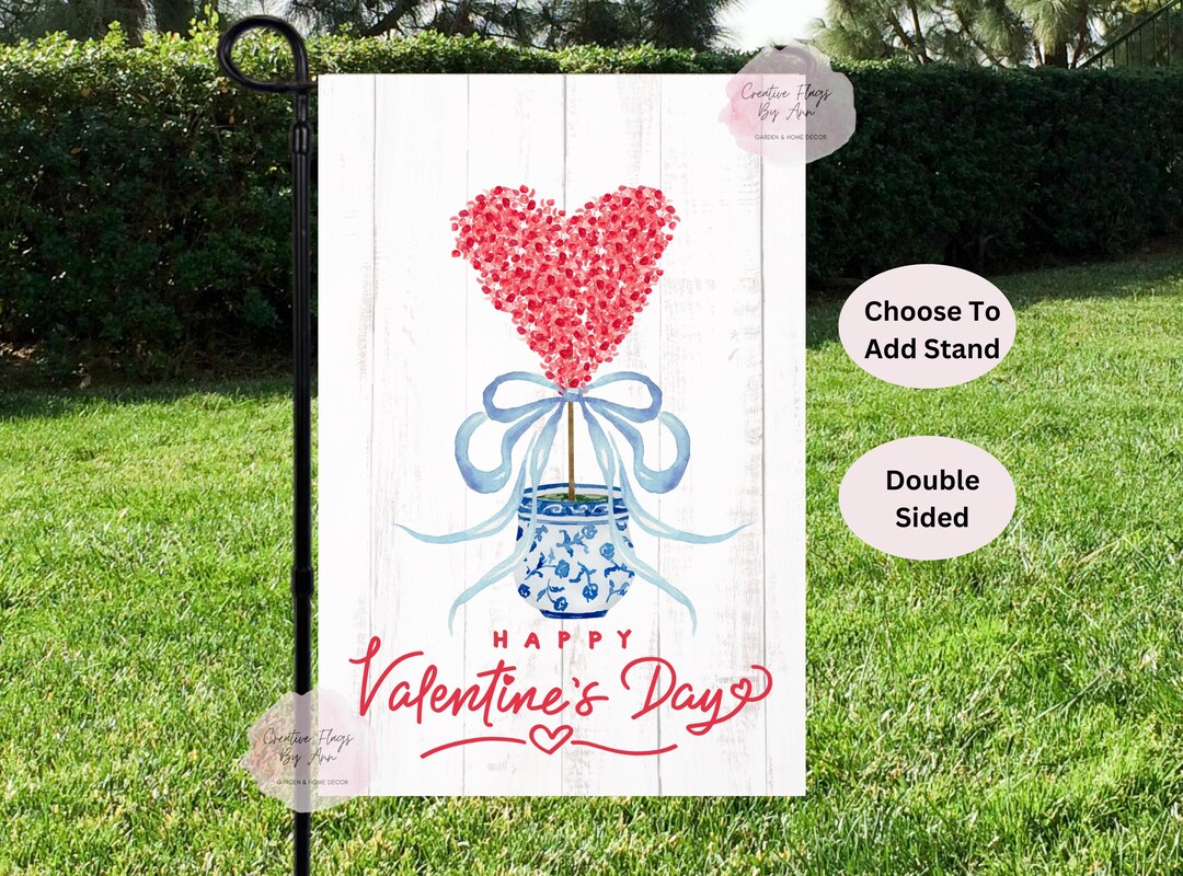 Valentine Topiary Flag, Valentine Flag, Love Garden Flag, Red Heart ...