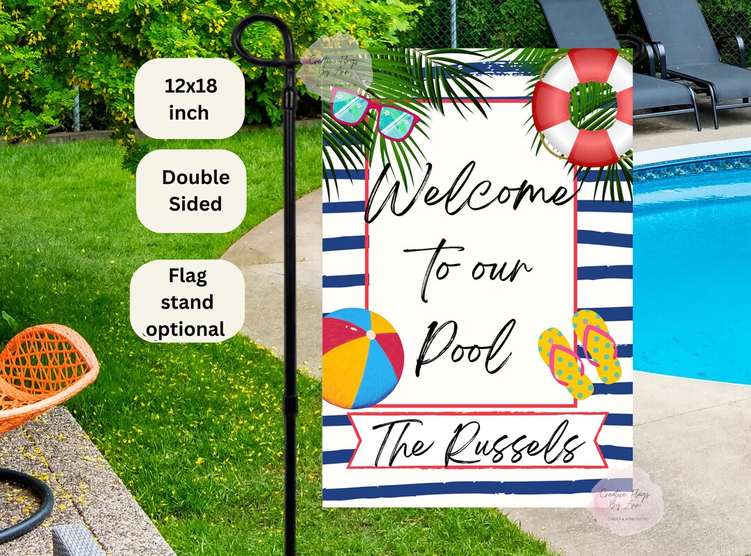 Personalized Pool Garden Flag: Welcome Summer Decor (12x18 Inch) - Etsy