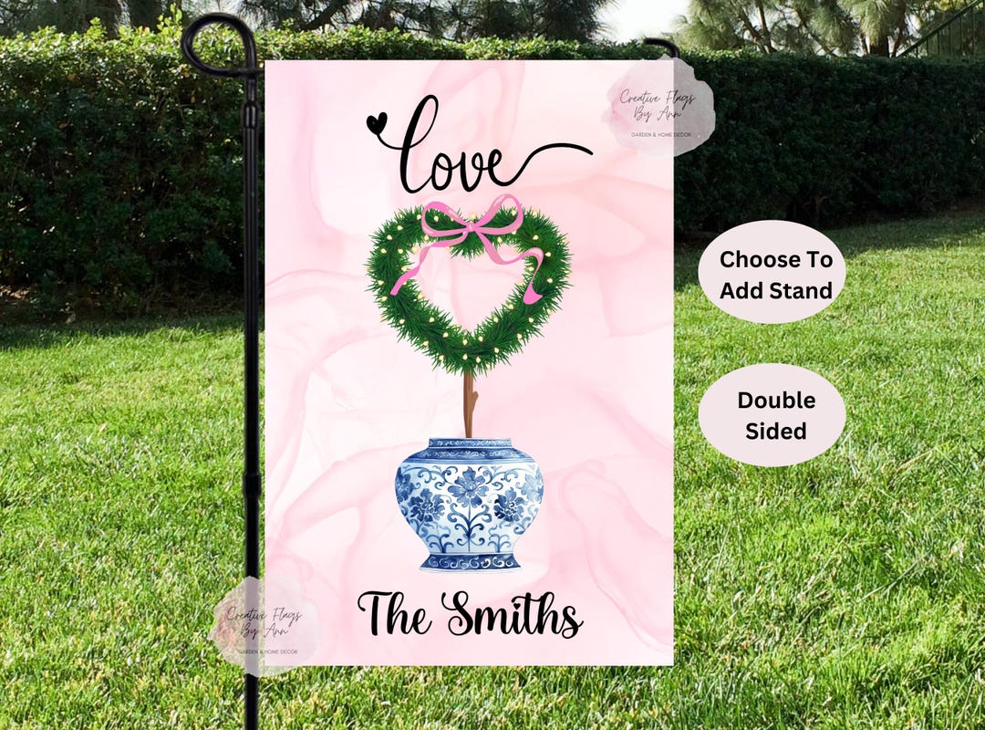 Valentine's Day Flag, Love Garden Flag, Valentine Topiary Flag, Custom ...