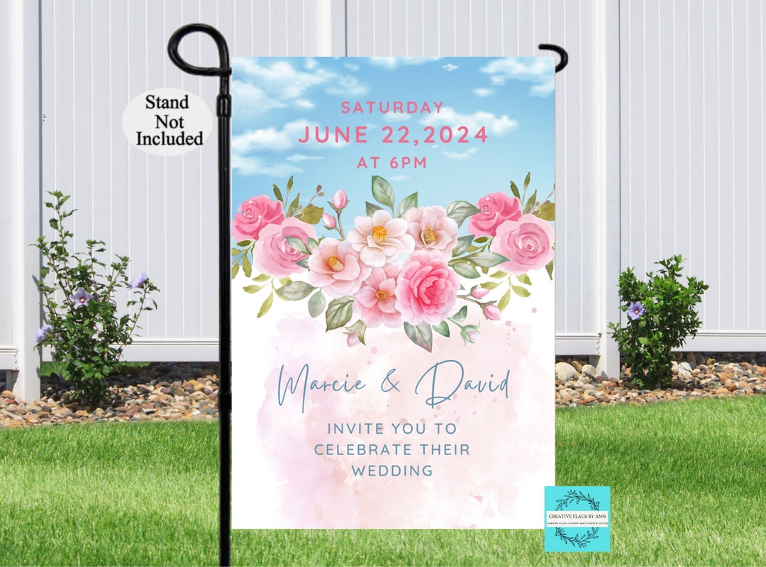 Personalized Wedding Flag, Wedding Announcement Flag, Bride & Groom ...