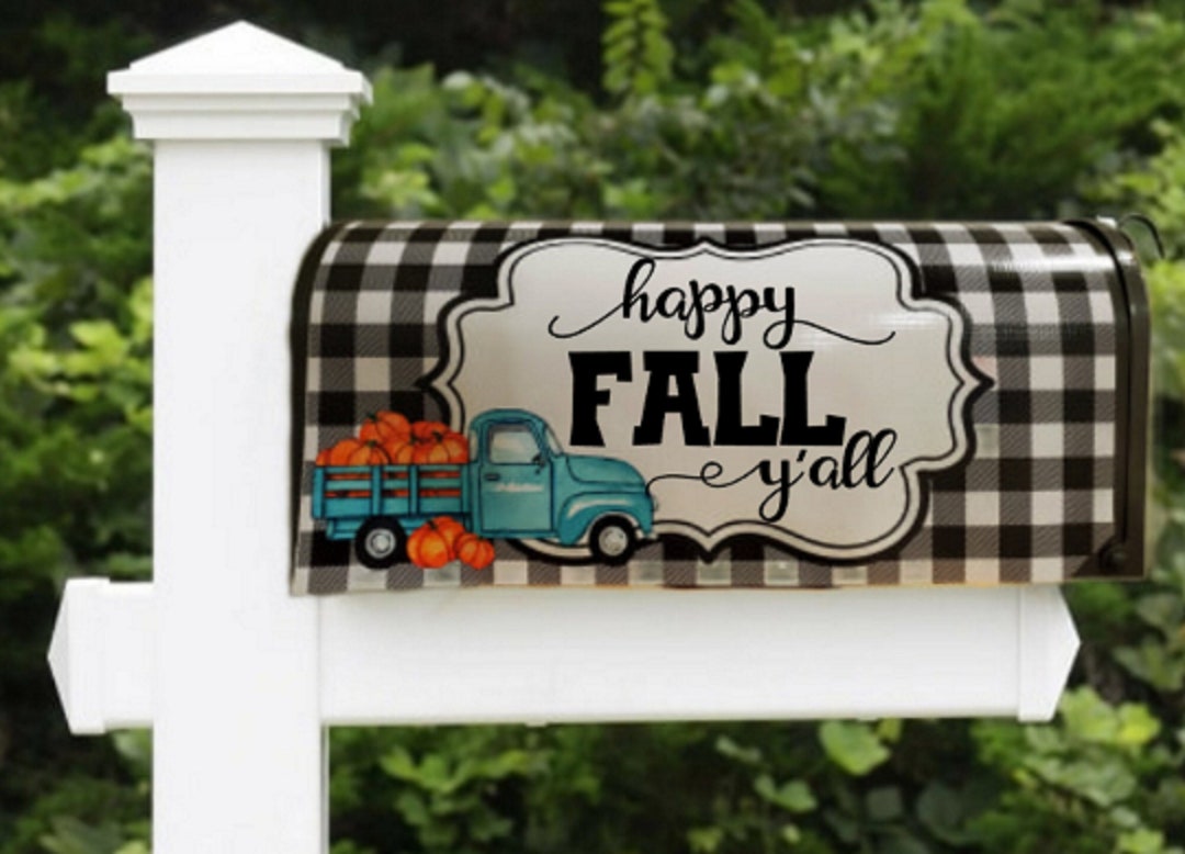 Fall Mailbox Cover, Personalized Name & Address Numbers ,happy Fall ...