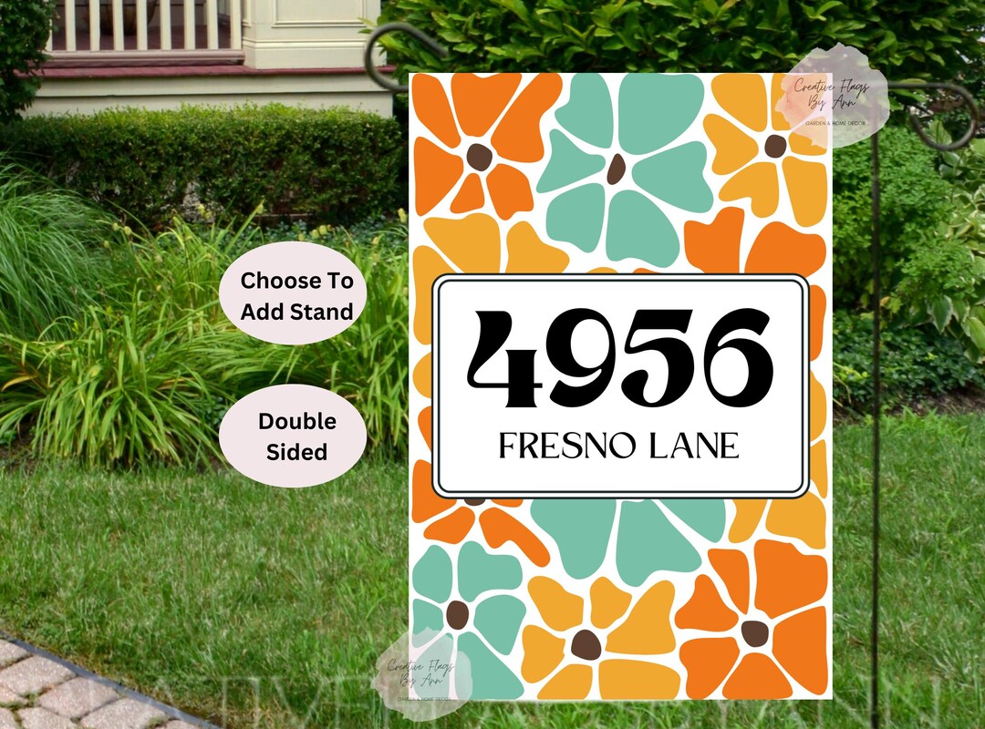 Custom Address Flag, House Number Flag, Custom Garden Flag ,floral Flag ...