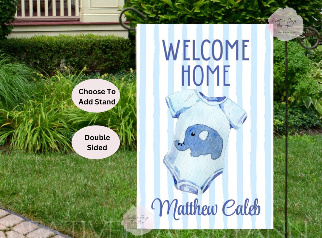 Baby Garden Flag, Baby Boy Flag, Welcome Baby Boy Flag, Baby Outifit ...
