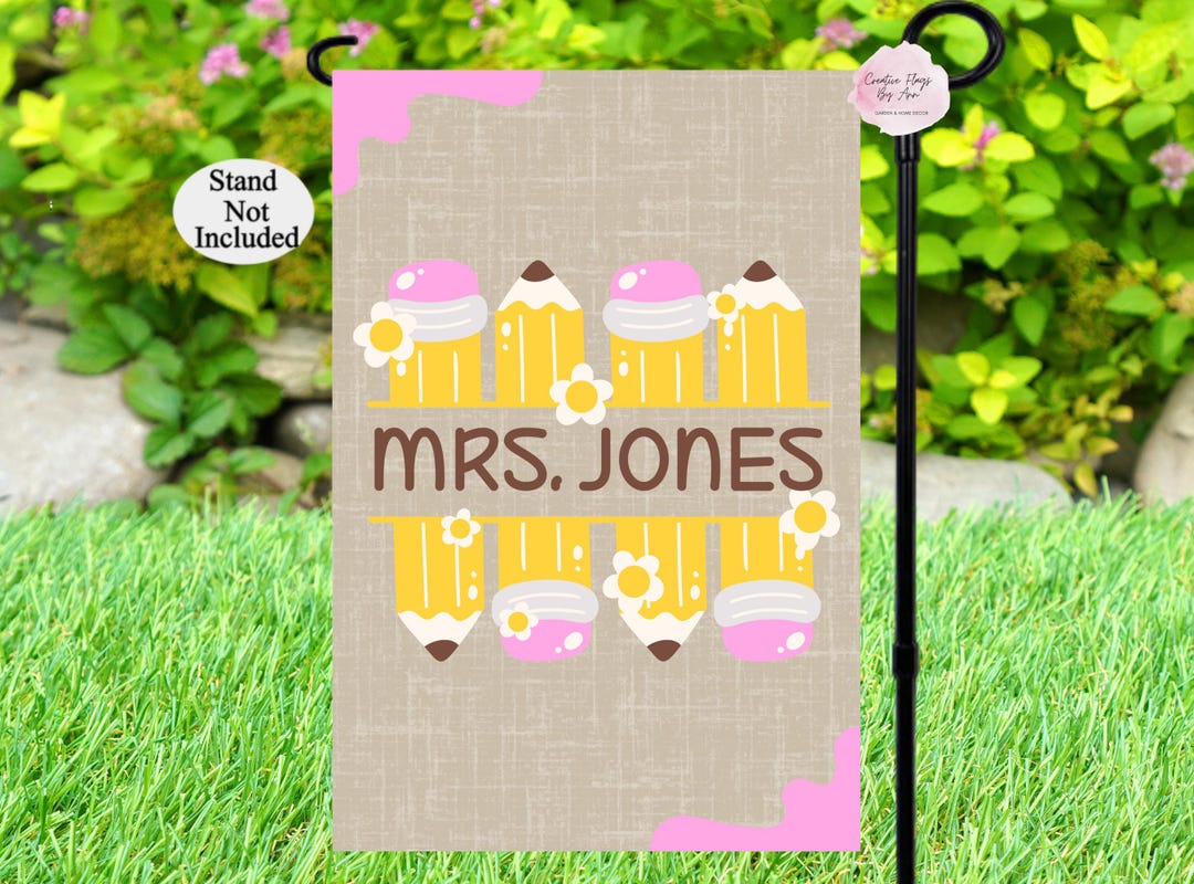 Personalized School Flag, Pencil Flag, Crayons, Teacher Yard Flag ...