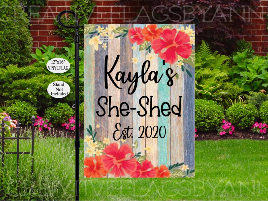 She Shed Garden Flag, Floral Welcome Flag, Spring Garden Flag ...