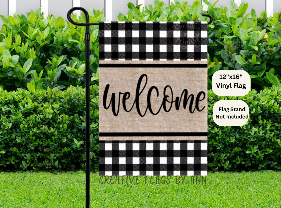 Plaid Welcome Flag, Vinyl Garden Flag, Home Flag, Welcome Flag, Vinyl ...