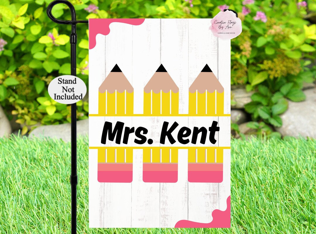 Personalized School Flag, Pencil Flag, Crayons, Teacher Yard Flag ...