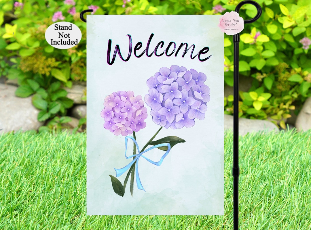 Blue Hydrangeas Flag, Welcome Hydrangea Flag, Hydrangeas Garden Flag ...