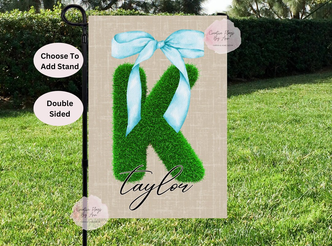 Initial Flags, Welcome Garden Flag, Farmhouse Style Flag, Grass Initial ...