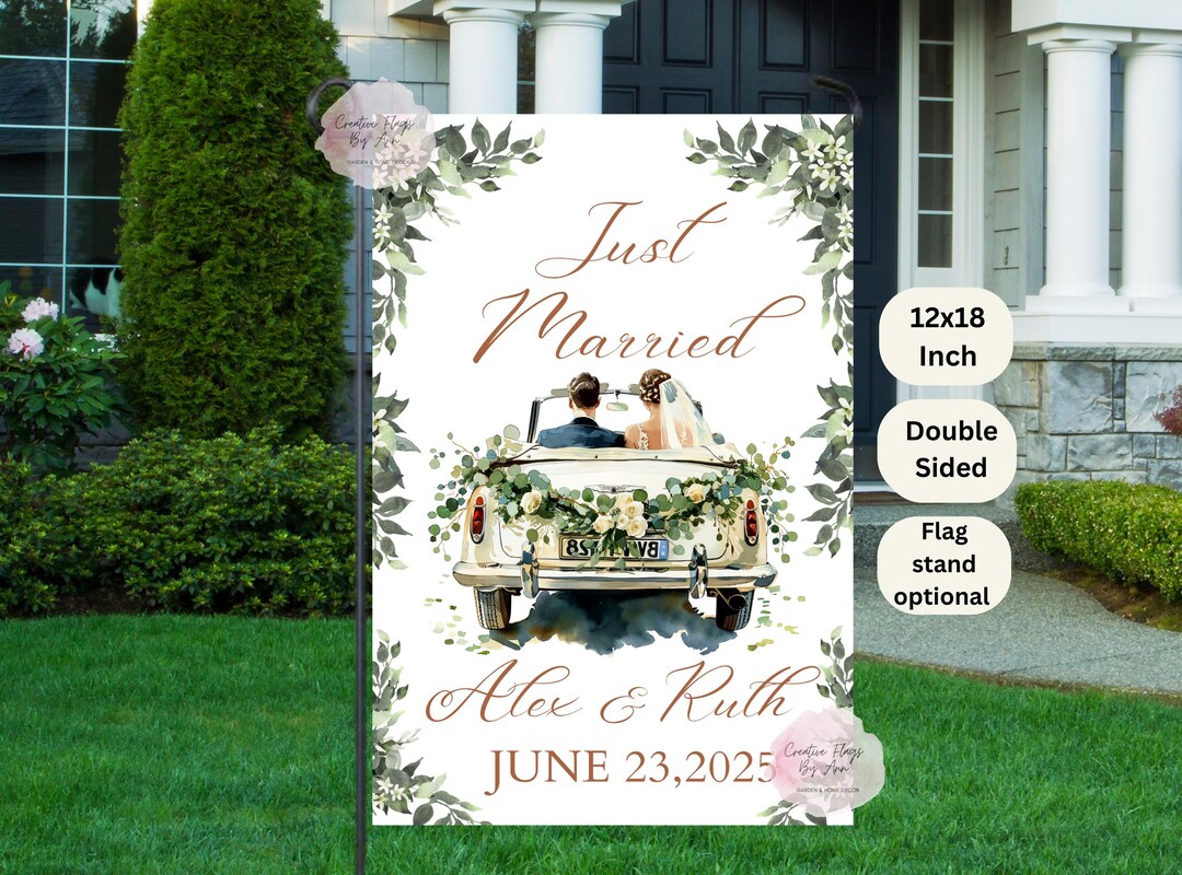 Personalized Wedding Flag, Wedding Car Flag, Bridal Shower Flag ...