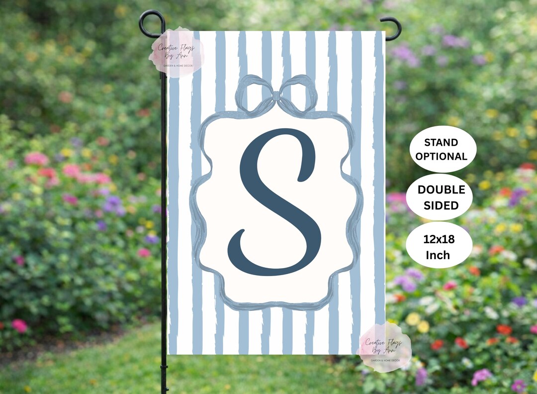 Personalized Initial Flag, Monogram Garden Flag, Stripe Flags, Outdoor ...