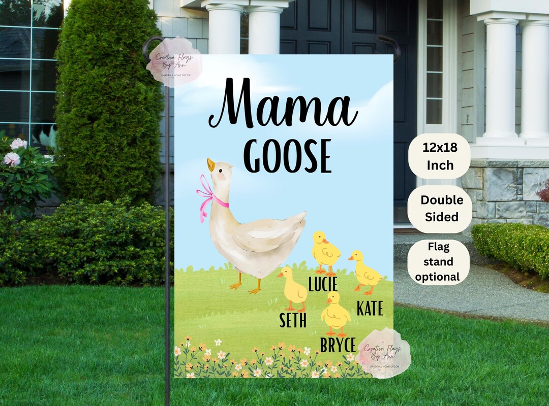 Personalized Goose Garden Flag: Mother's Day Grandkids Flag (12x18 Inch ...
