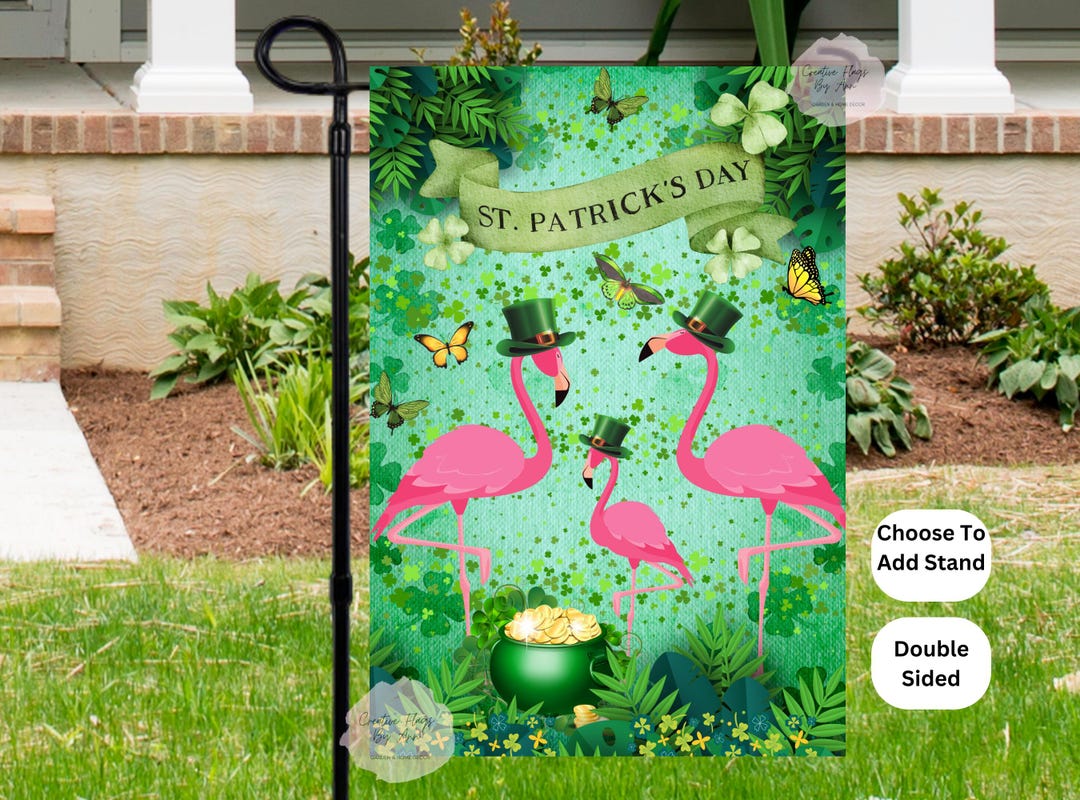 Flamingo Flag, St Patrick's Day Flag, Tropical St Paddy Day Flag ...