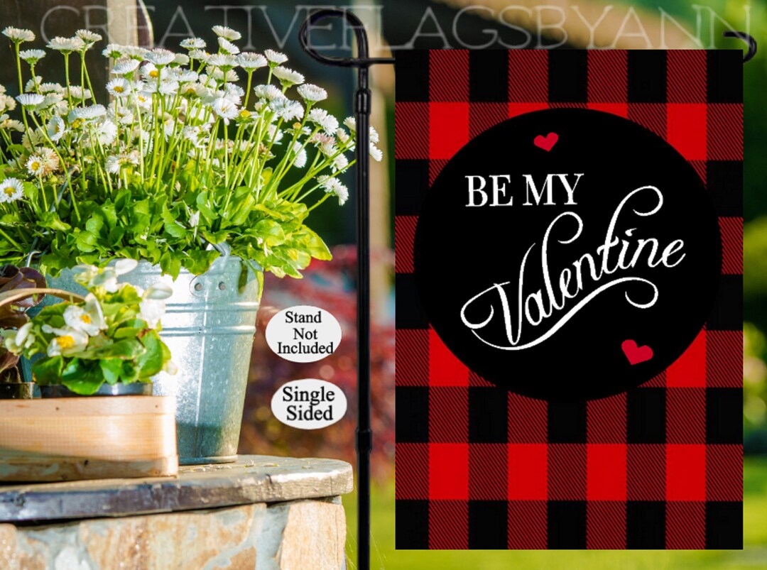 Plaid Valentine Flag, Be My Valentine, Spring Garden Flag, Valentine's ...