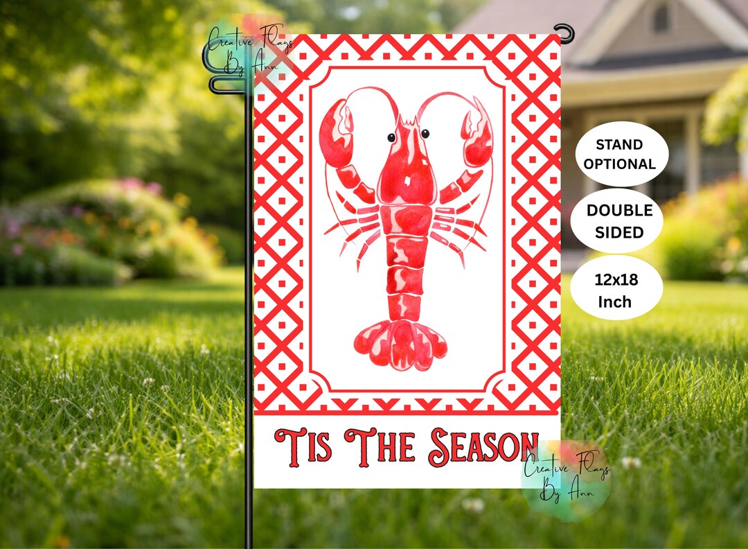 Craw Fish Flag, Mardi Gras Flag, Crawfish Sign, Spring Garden Flag, Tis ...