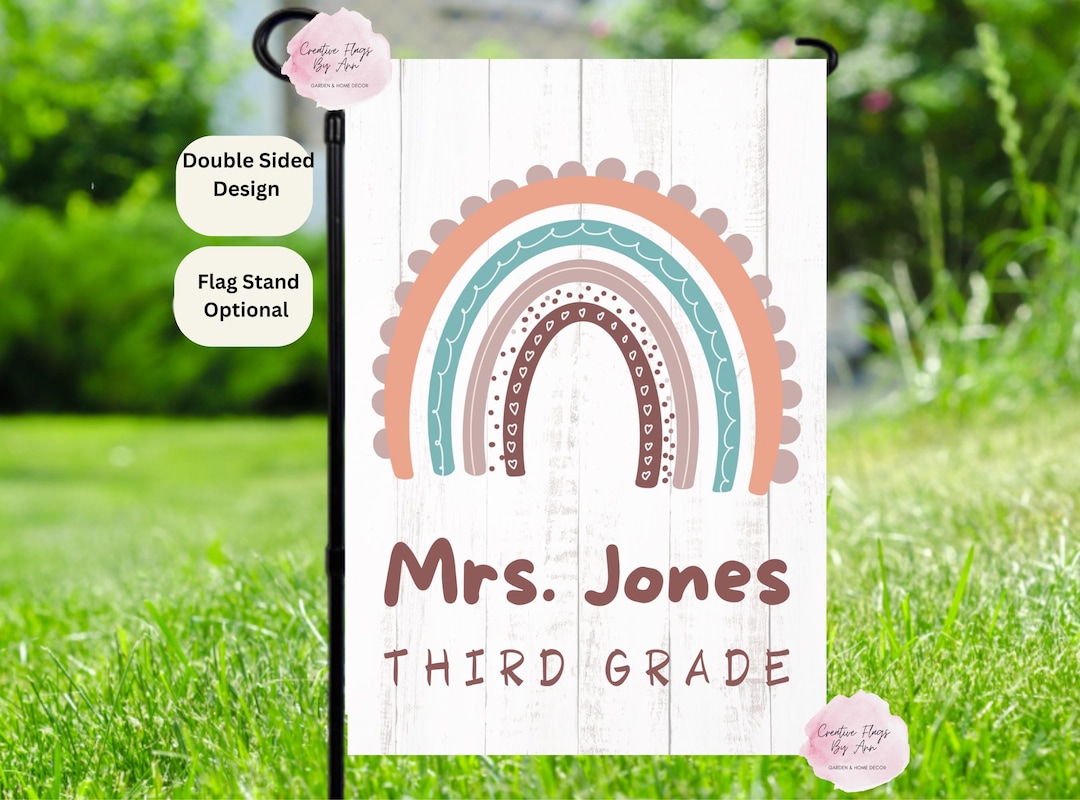 Teacher's Flag, Personalized School Banner, Teacher Rainbow Flag ...