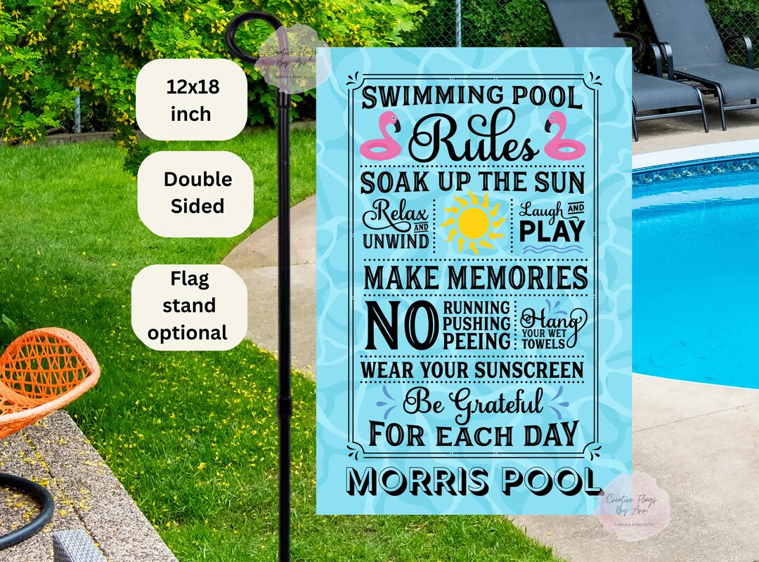 Pool Rules Flag, Pool Flag, Summer Flag, Swim Flag, Personalized Flag ...
