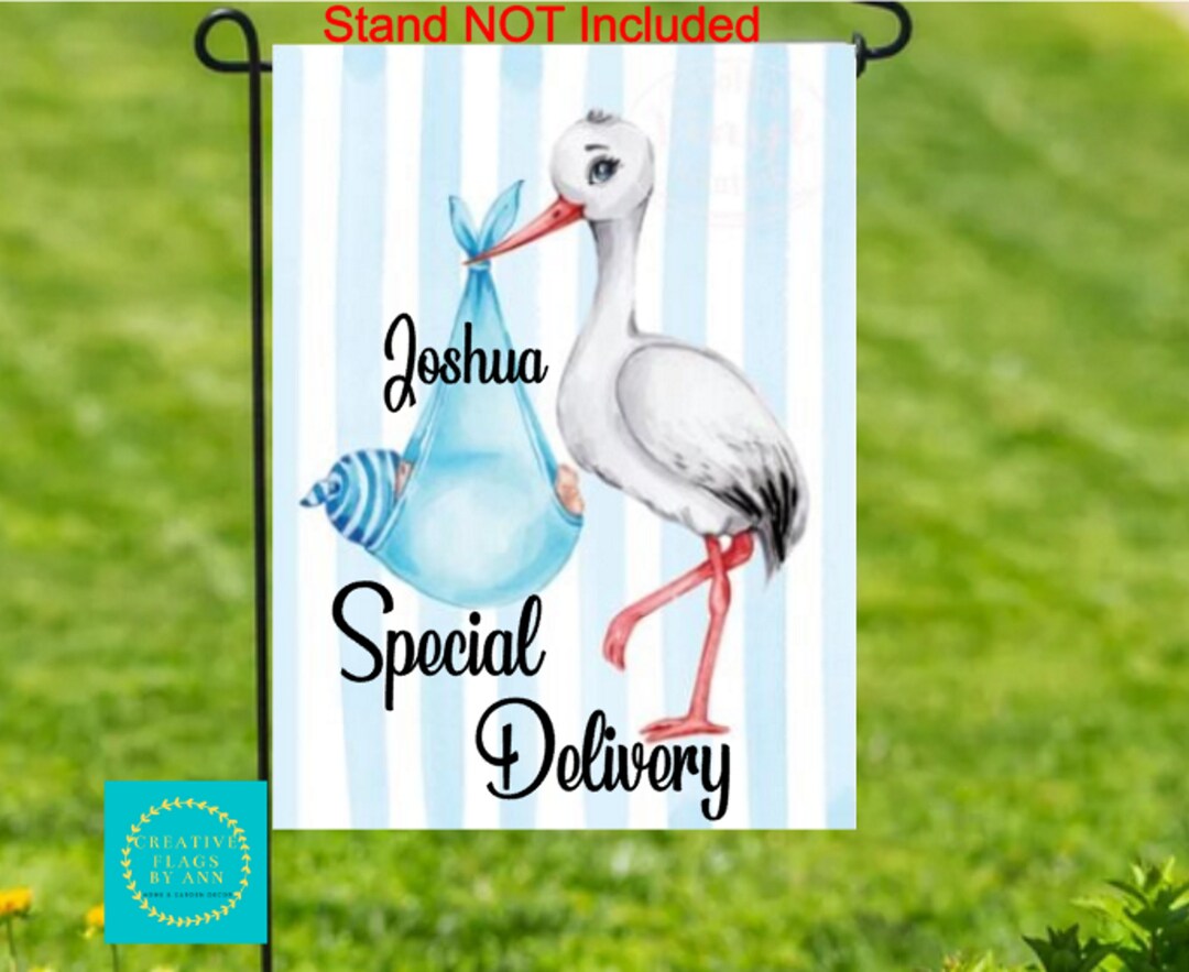 Baby Boy Garden Flag, Baby Girl Flag, Welcome Baby Girl Flag, Stork ...